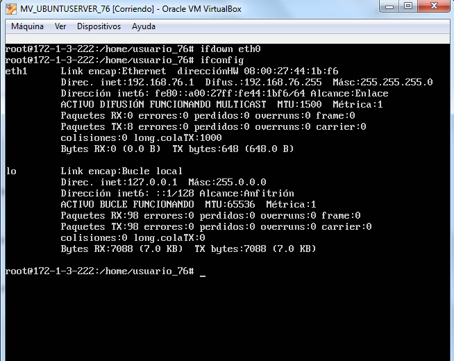 Comando ifdown · Comandos Basicos Linux