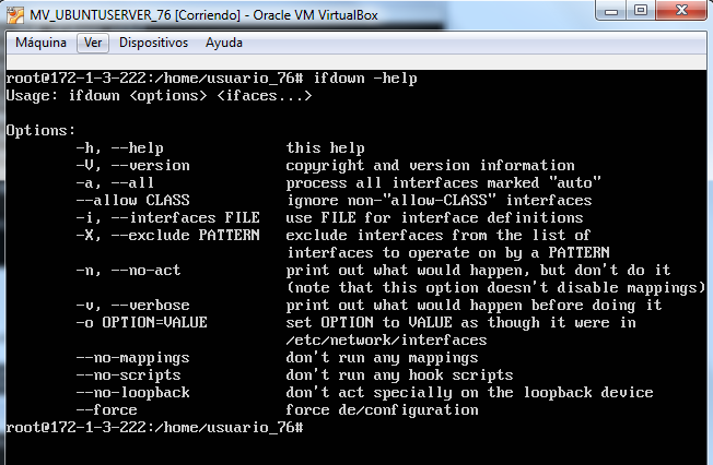 Comando ifdown · Comandos Basicos Linux
